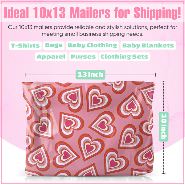 Hearts Poly Mailers 10x13 - Package Mint